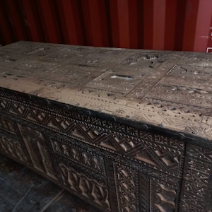 Extra Large Vintage Wooden African Chest Moroccan Primitive Bedroom ...