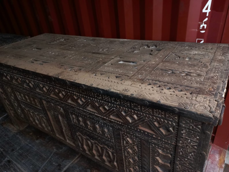 Extra Large Vintage Wooden African Chest Moroccan Cabinet Bedroom ...