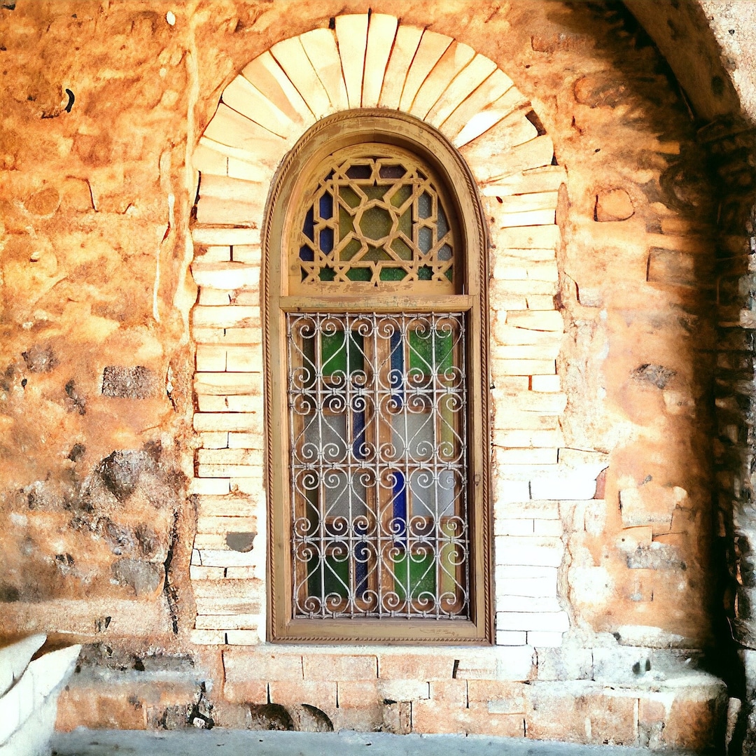 Antique Old Riad Wrought Iron Filigree Art Window, Moorish Architecture ...