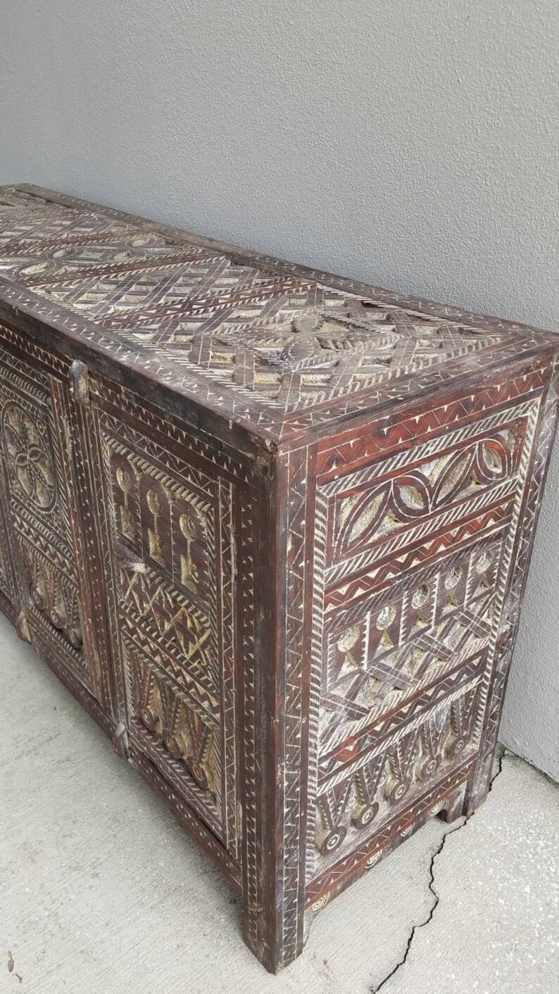 Vintage wooden african chest moroccan buffet give your bedroom | Etsy