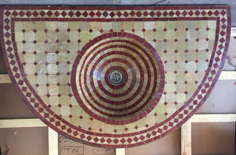 Half Moon Handmade Mosaic Tile Sink Vintage Harem Bathroom Vanity ...