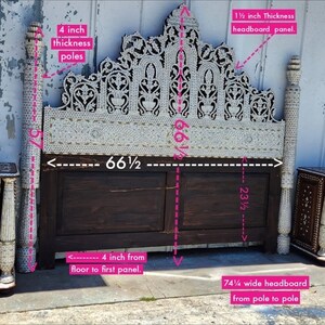 White Shell Syrian Mother of Pearl Headboard Bed With Two Nightstands ...