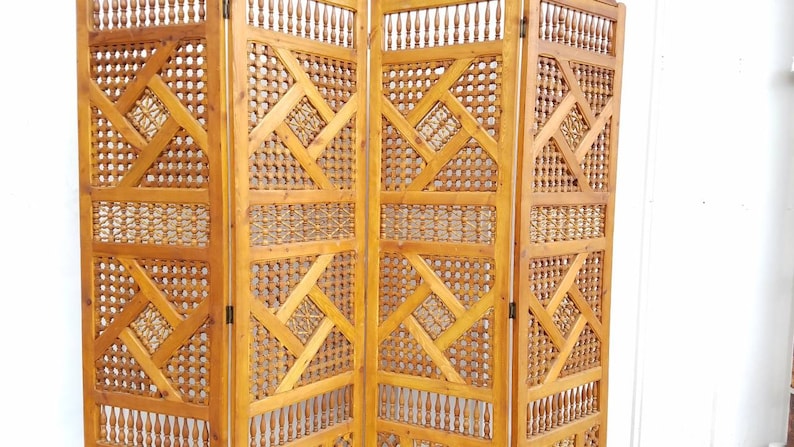 Hand Carved Moroccan Wooden Room Divider - Mousharabiah Screen - Etsy