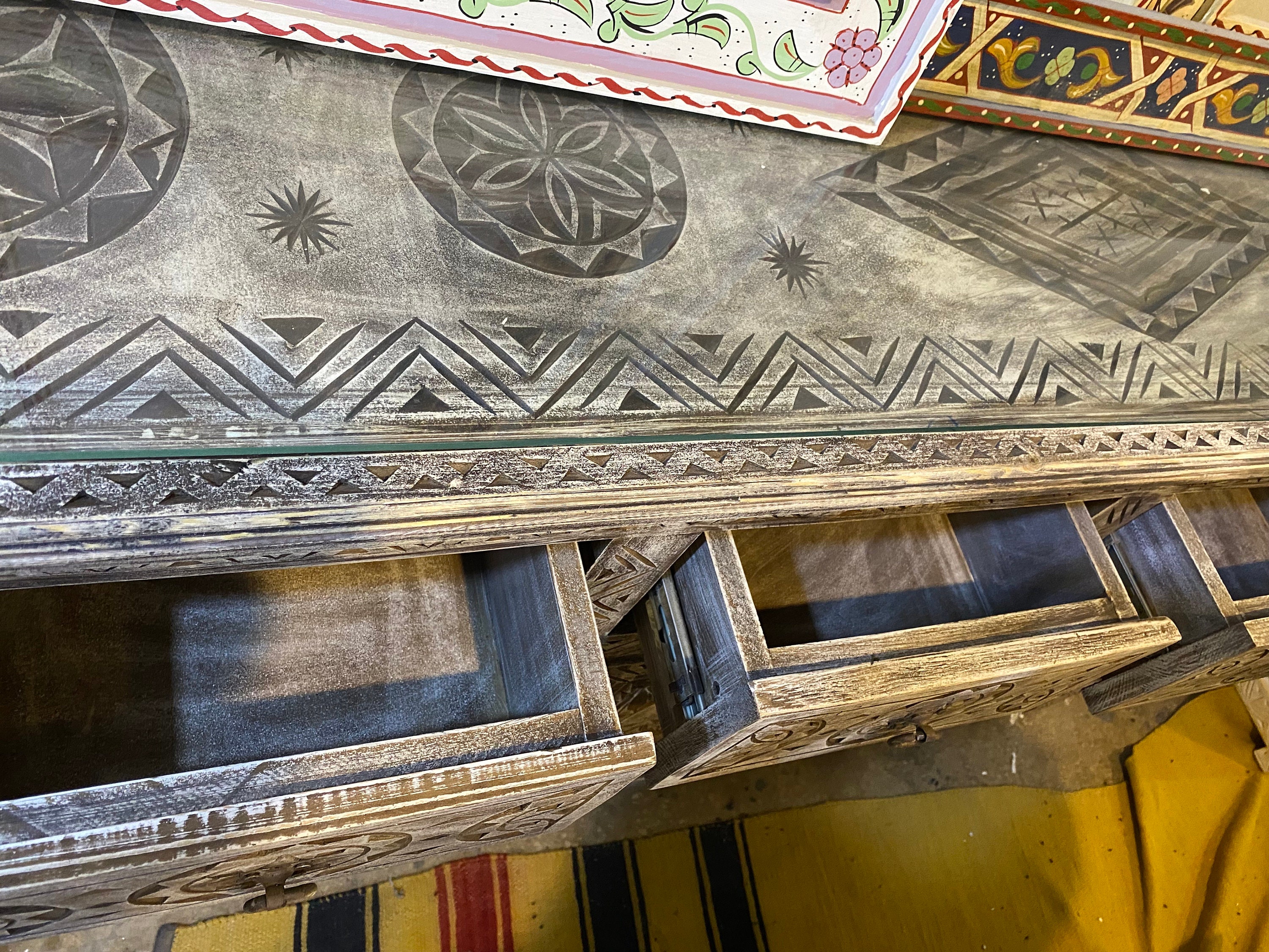 Gorgeous Handmade African Carved Berber Wooden Credenza Moroccan Buffet ...