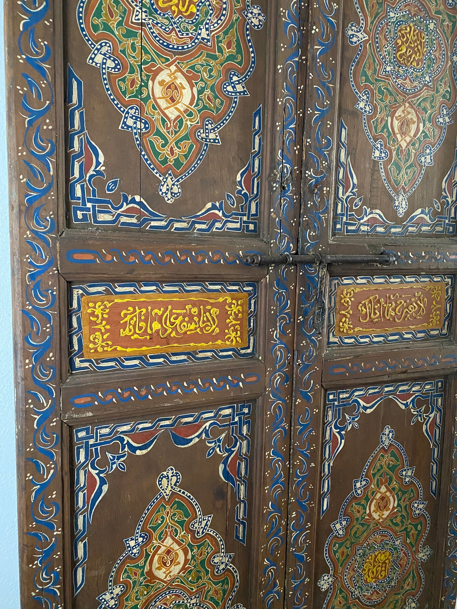 Painted Vintage Moroccan Double Riad Door Panels Hand Painted Indoor ...