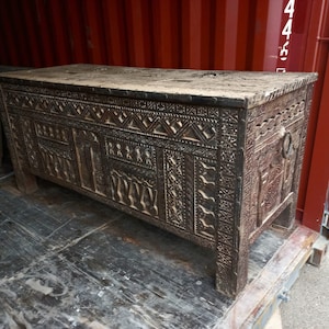 Extra Large Vintage Wooden African Chest Moroccan Primitive Bedroom ...