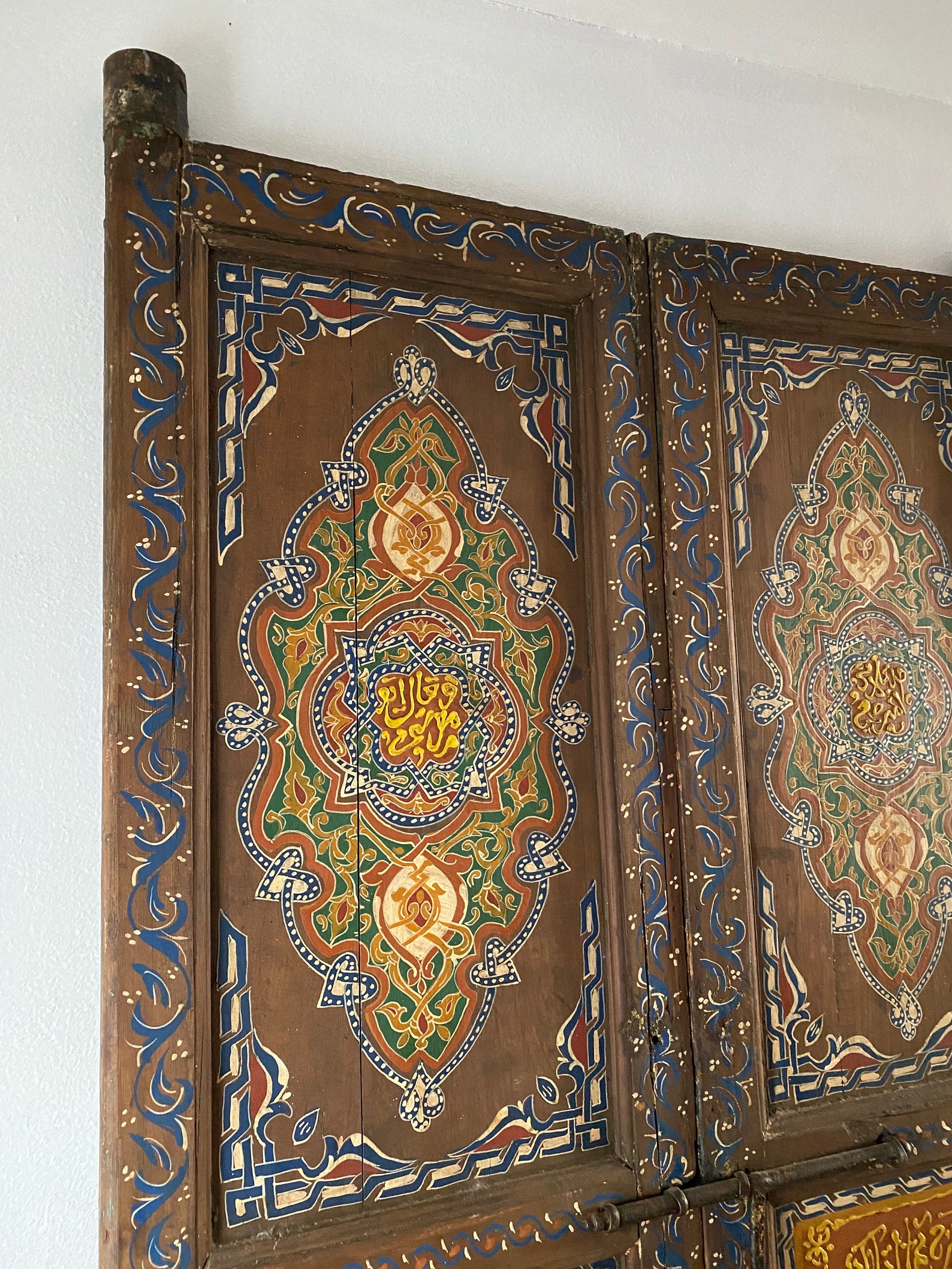 Painted Vintage Moroccan Double Riad Door Panels Hand Painted Indoor ...