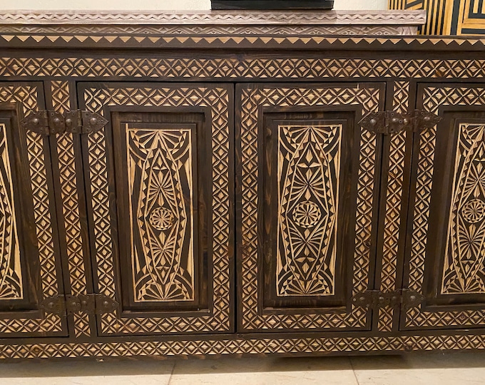 Vintage African Cedar Carved Wooden Cabinet Chest of Drawers and Door ...