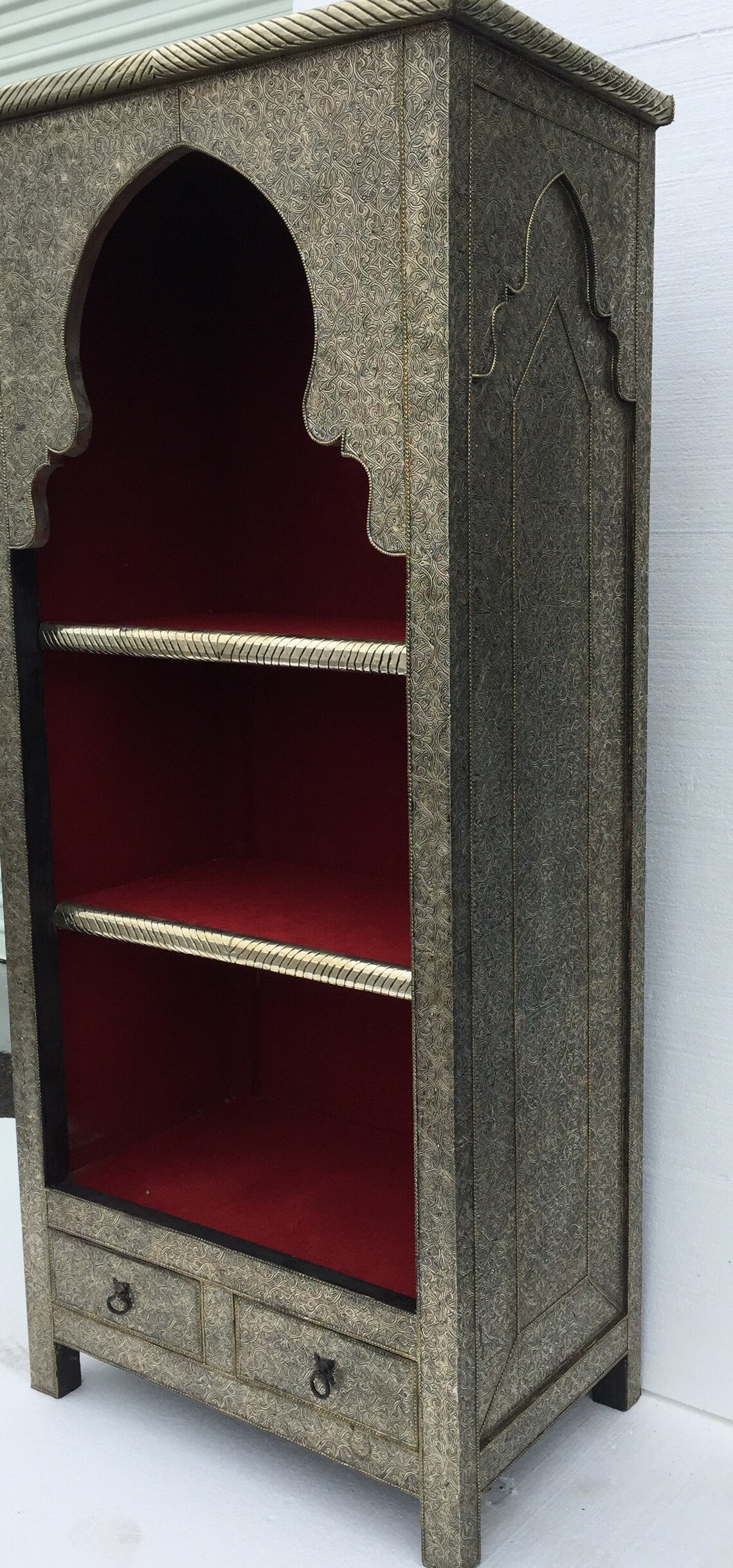 Silver Bookshelf Upholstered Handmade Moroccan Bookshelf - Etsy