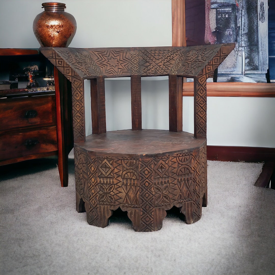 One of a Kind African Vintage Cedar and Touareg Nomad Chair, Great ...