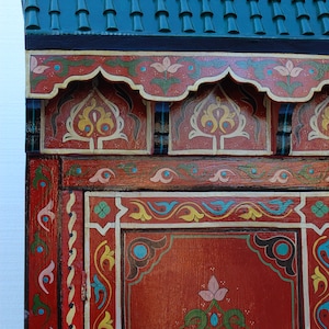 Large Vintage Moroccan Hand Painted Red Armoire Moorish Bedroom ...