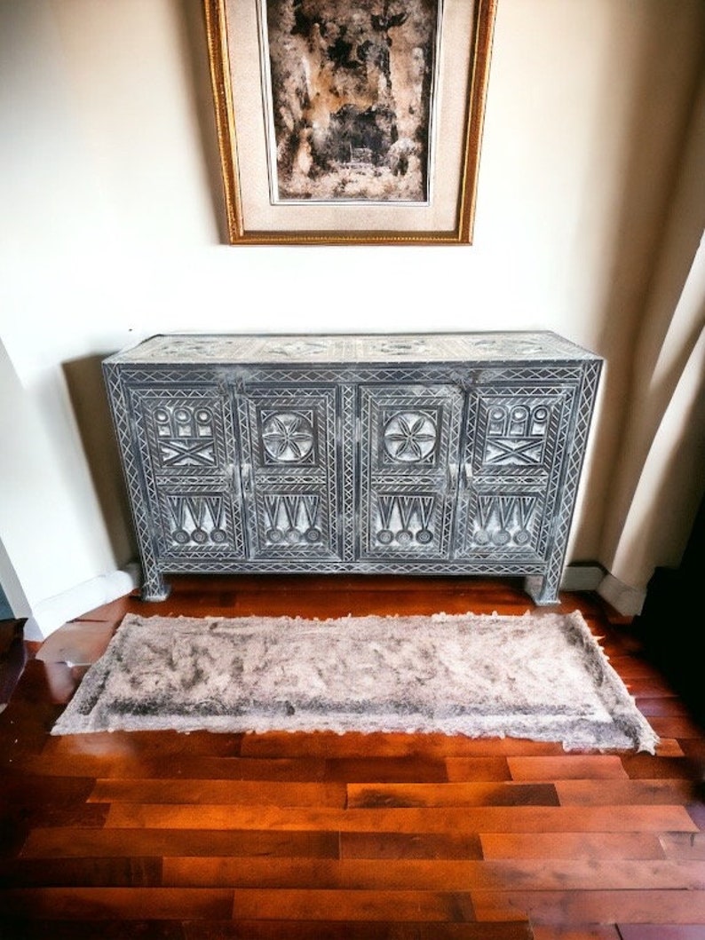 An Exquisite African Carved Cabinet Berber Wooden Moroccan Buffet With ...