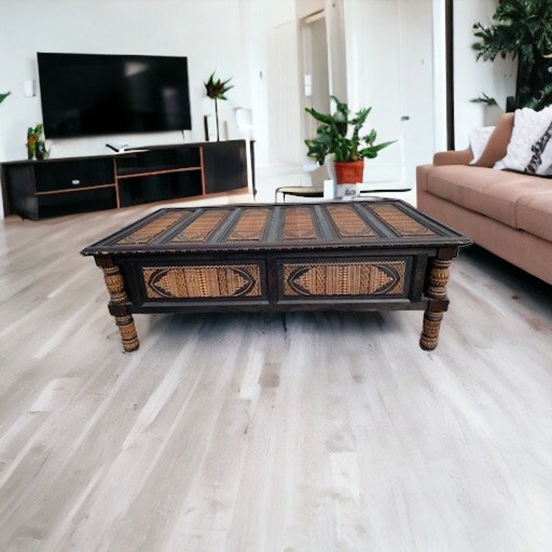 Vintage Cedar Carved African Wooden Table for Living Room Bedroom ...