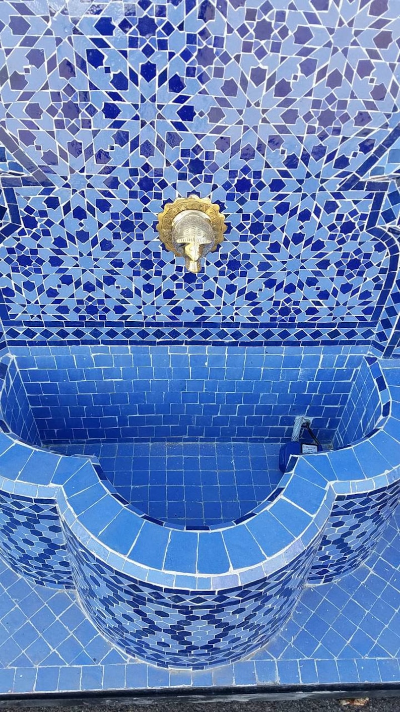 Eclectic Moorish Blue Handmade Mosaic Tile Fountain Spanish - Etsy