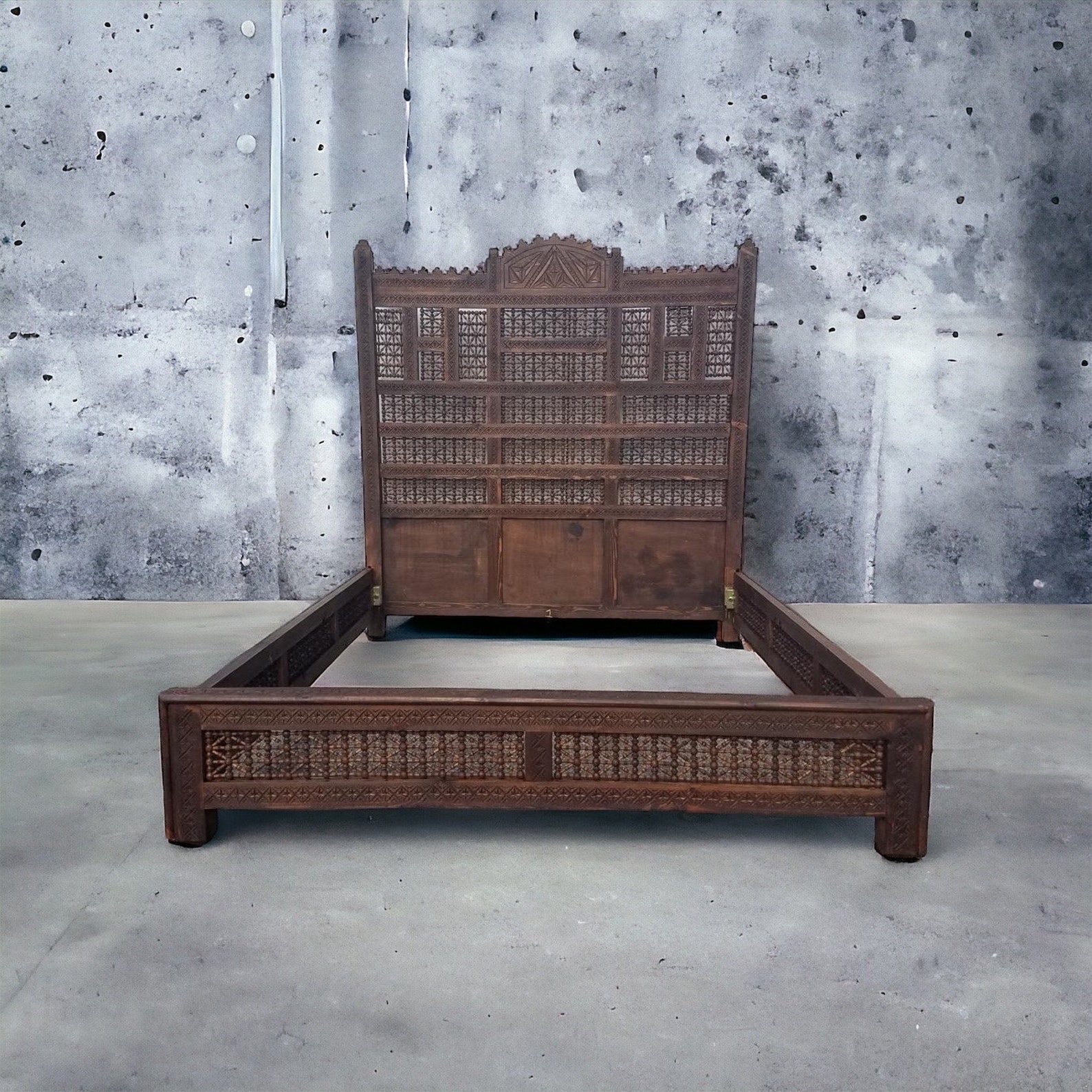 Handmade Moroccan Mousharabia Bed - Carved Lattice Headboard - Etsy