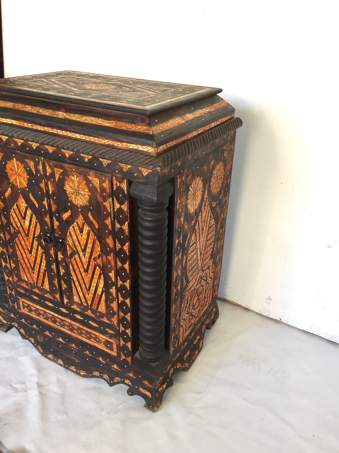 Vintage Bedroom African Ethnic Inlaid Camel Bone Chest Cabinet | Etsy
