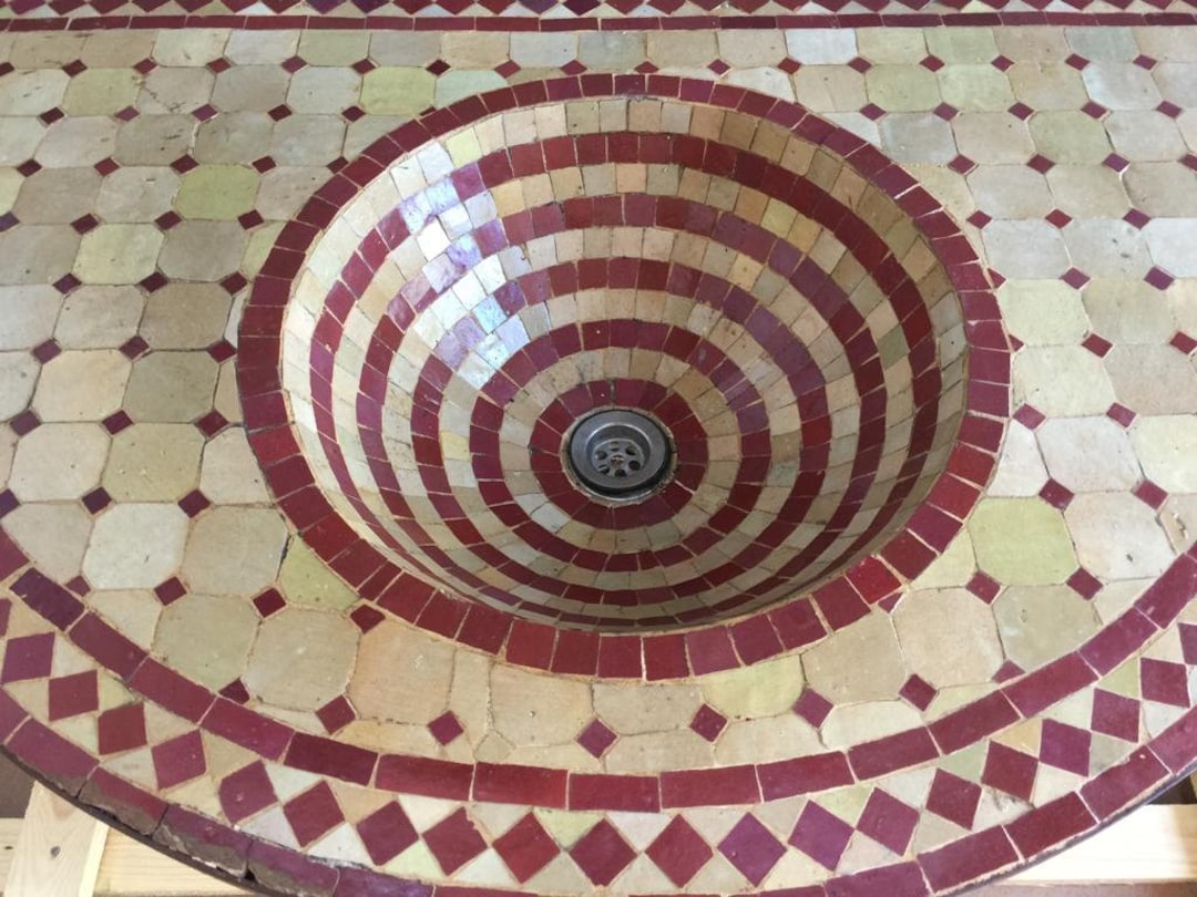 Half Moon Handmade Mosaic Tile Sink Vintage Harem Bathroom Vanity ...