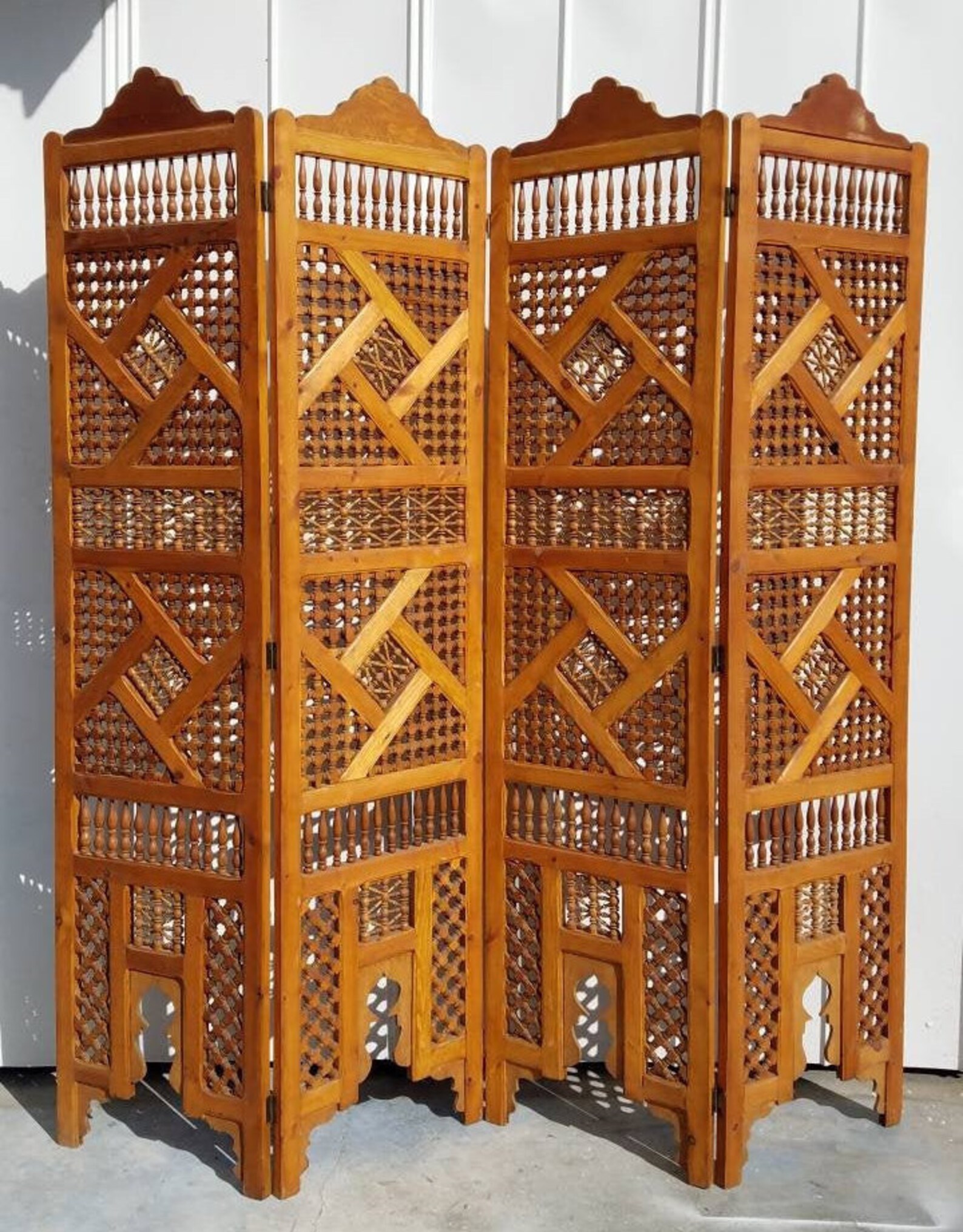 Large Mousharabiah Artwork Moroccan Room Divider Wooden Panels Hand ...