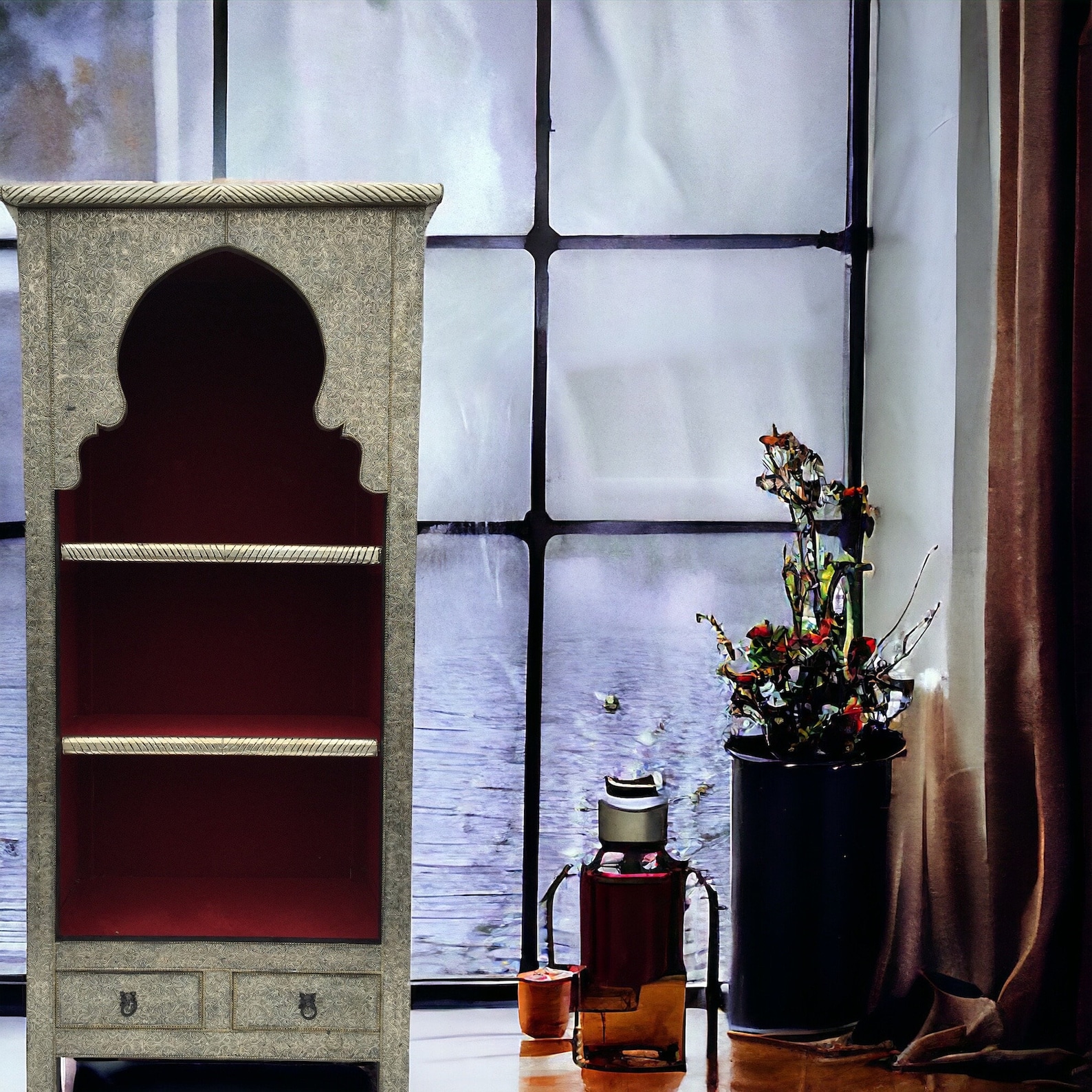 Silver Bookshelf Upholstered Handmade Moroccan Bookshelf Moroccan ...