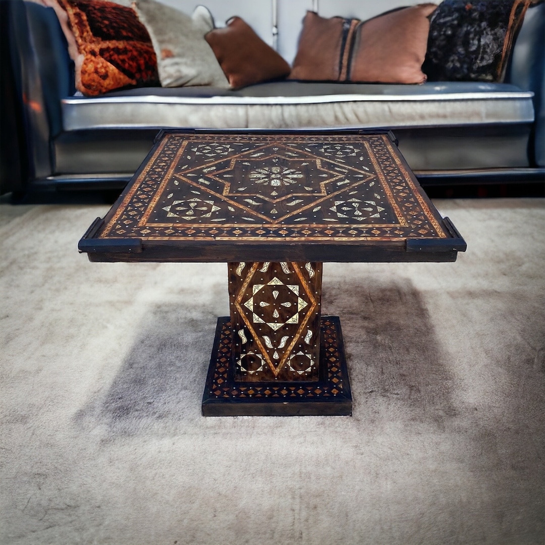 Touareg Vintage Inlaid Camel Bone Table Living Room Moroccan Table ...