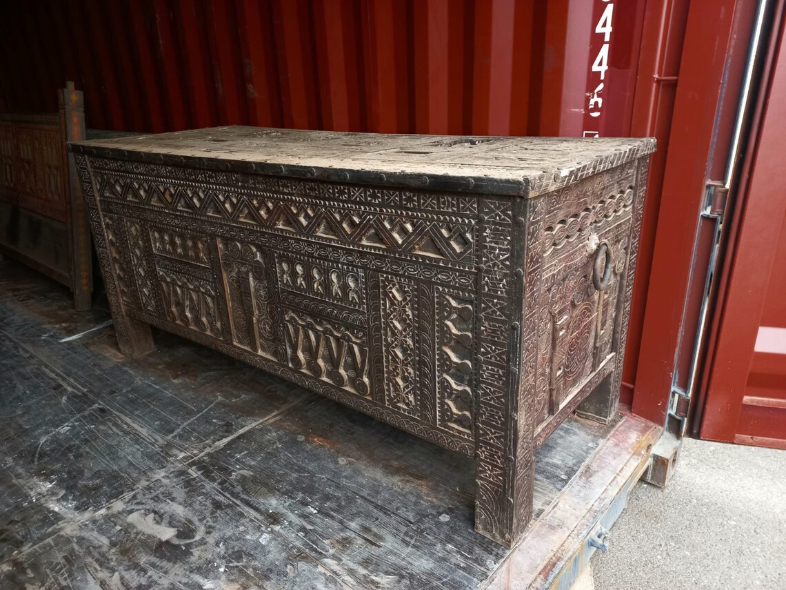 Extra Large Vintage Wooden African Chest Moroccan Cabinet Bedroom ...