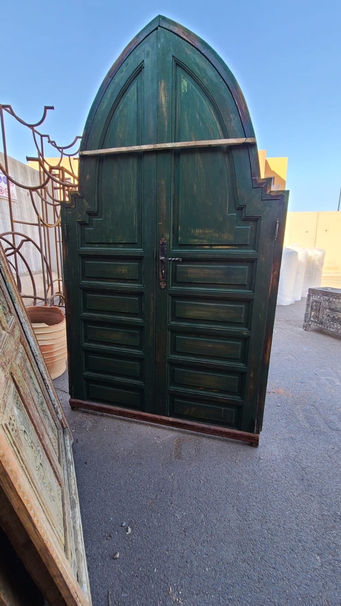 Vintage Native Berber Double Green Door Handmade Moorish Door for ...