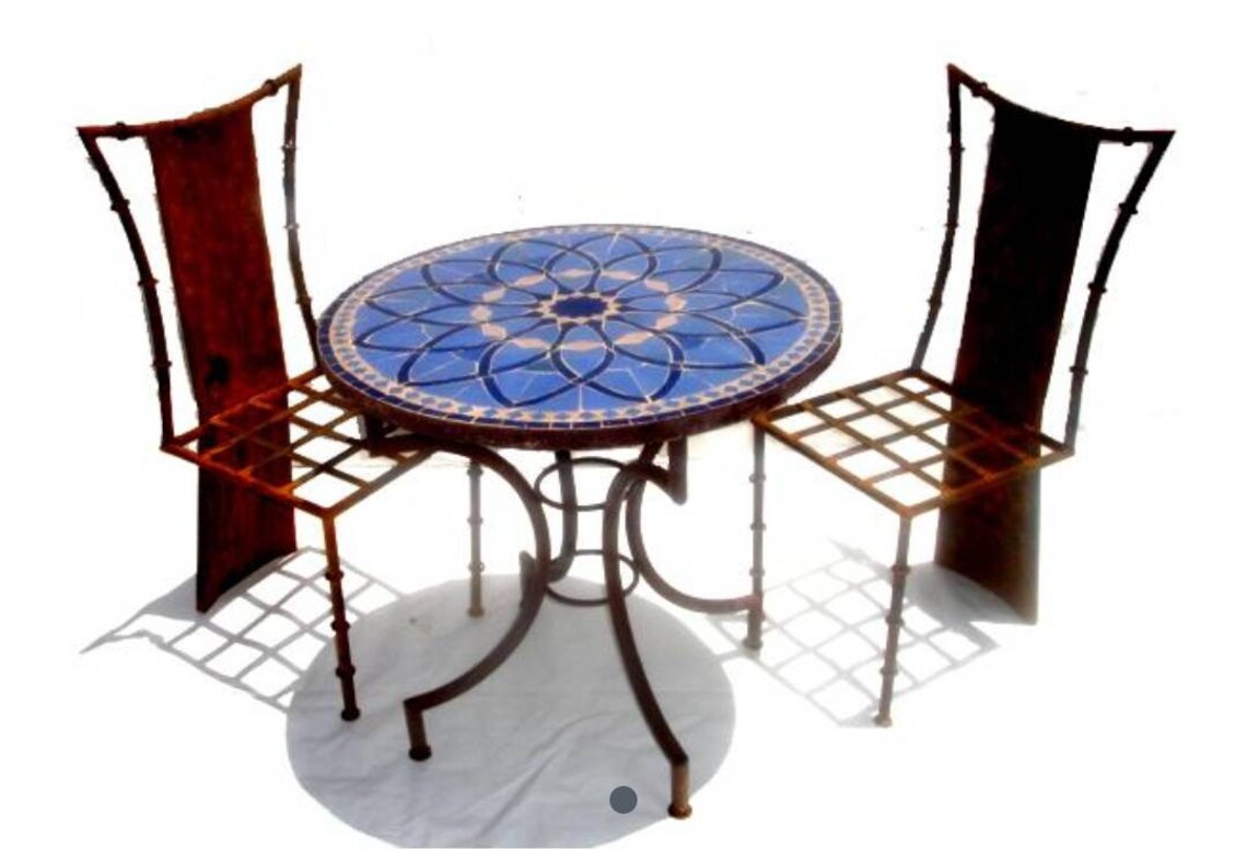 Blue Outdoor Moroccan Mosaic Tile Table Handmade and Chiseled Glazed ...