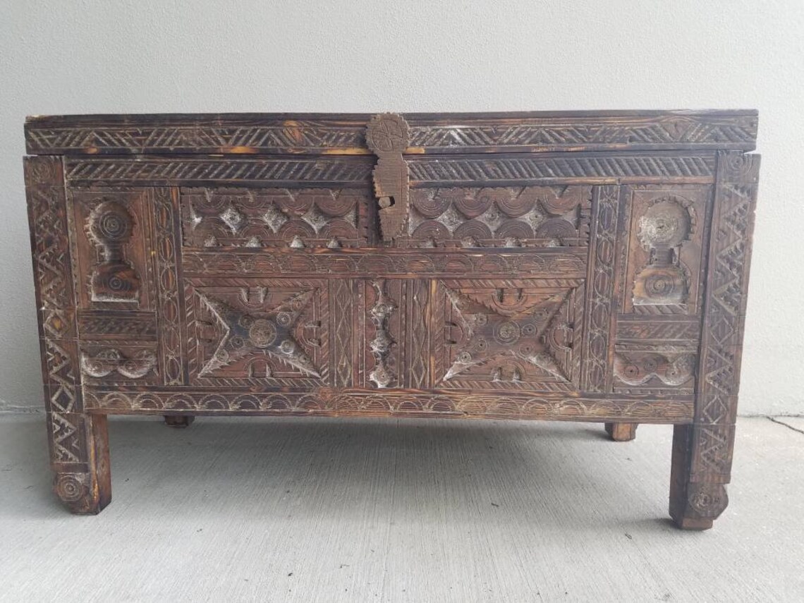Vintage wooden african chest moroccan cabinet give your | Etsy