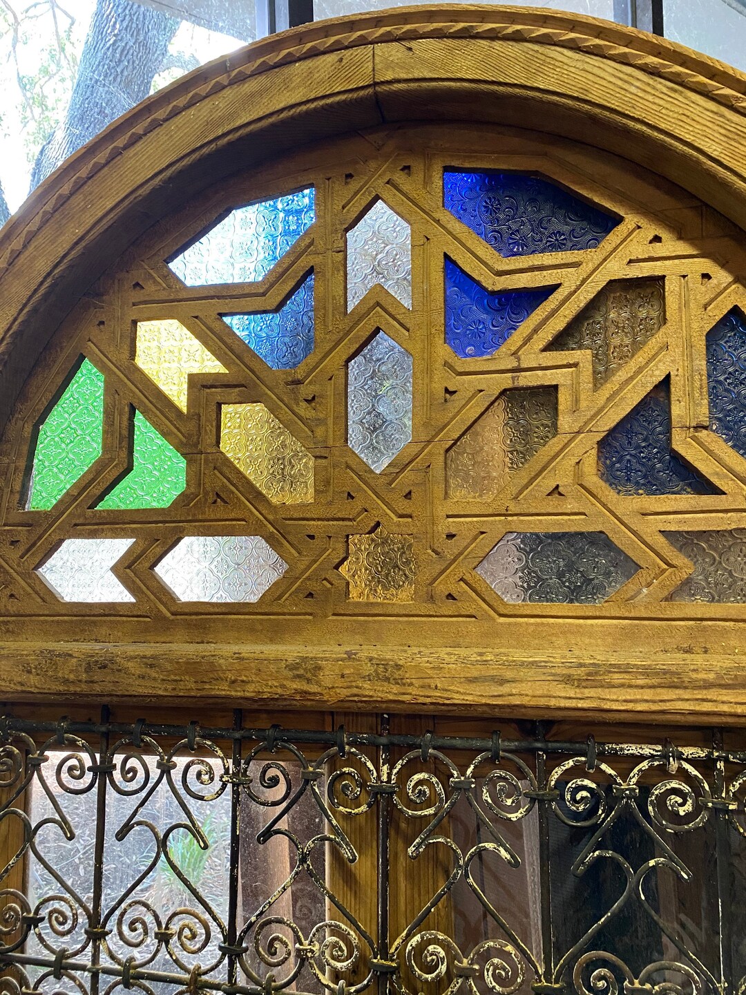 Antique Old Riad Large Wrought Iron Filigree Art Window, Moorish ...