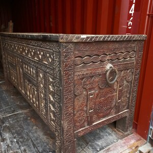 Extra Large Vintage Wooden African Chest Moroccan Primitive Bedroom ...