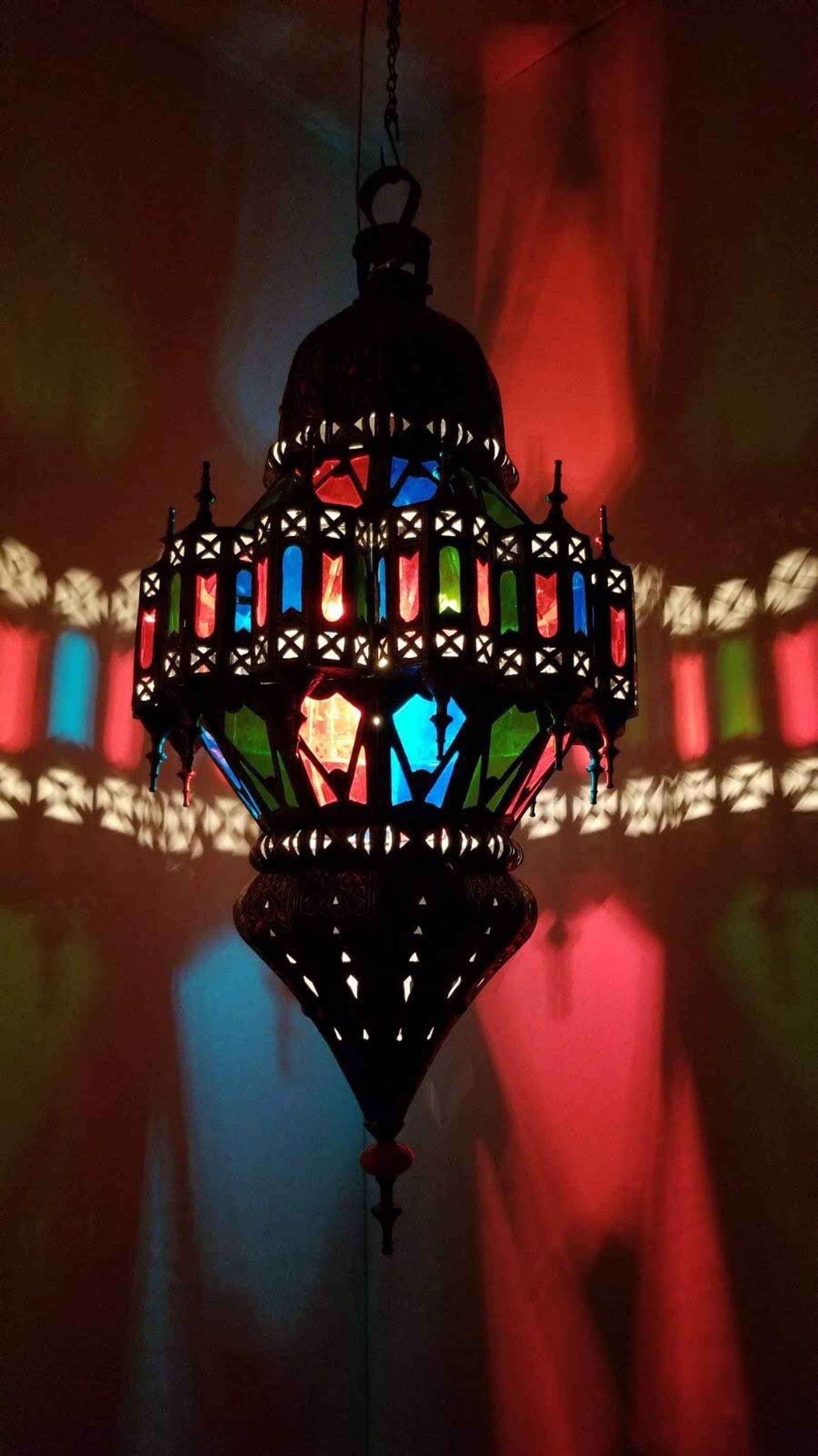 Large Vintage Silver Led Moroccan Ceiling Lamp, Moorish Royal Hanging ...