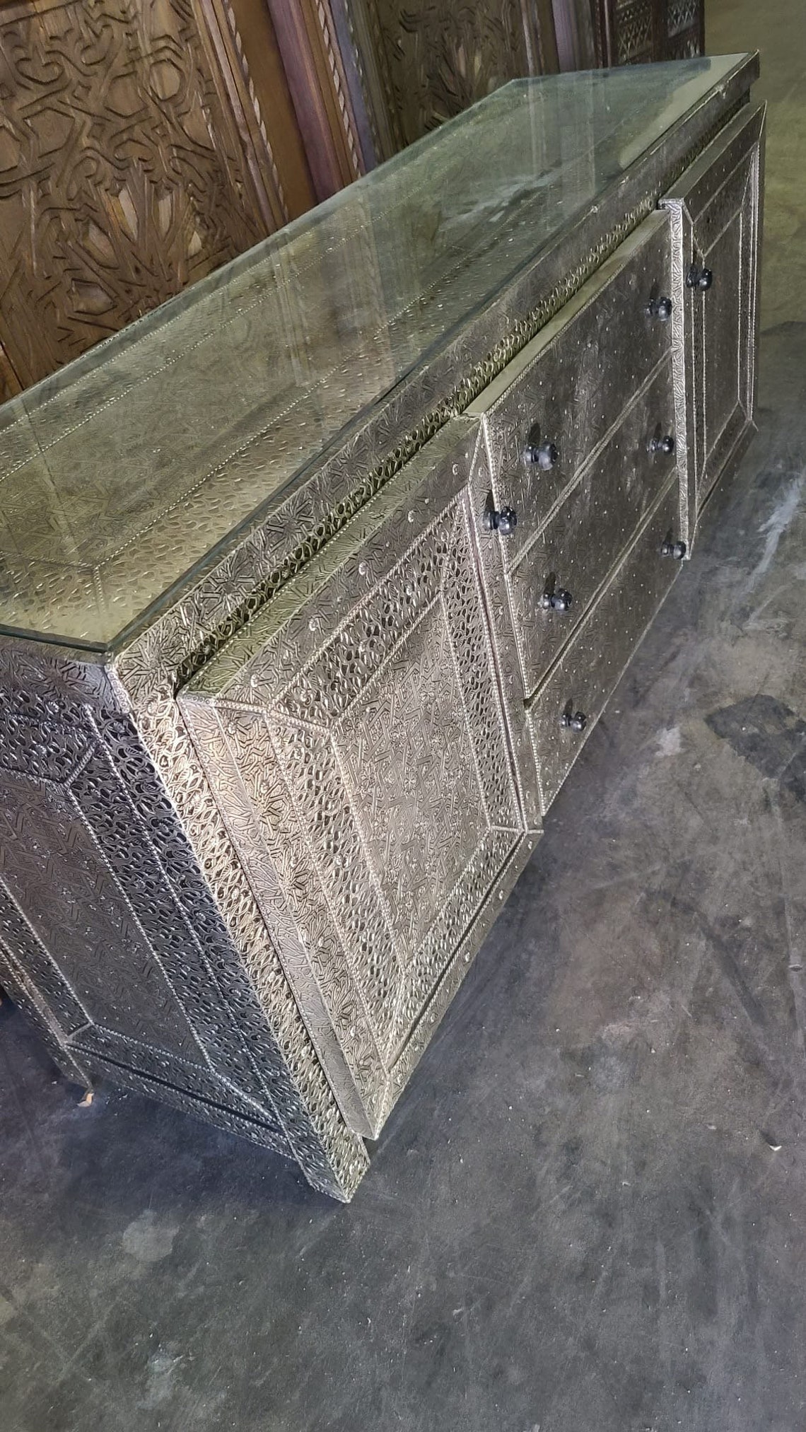 Handmade Moroccan Silver Metal Cabinet, Buffet Furniture - Etsy