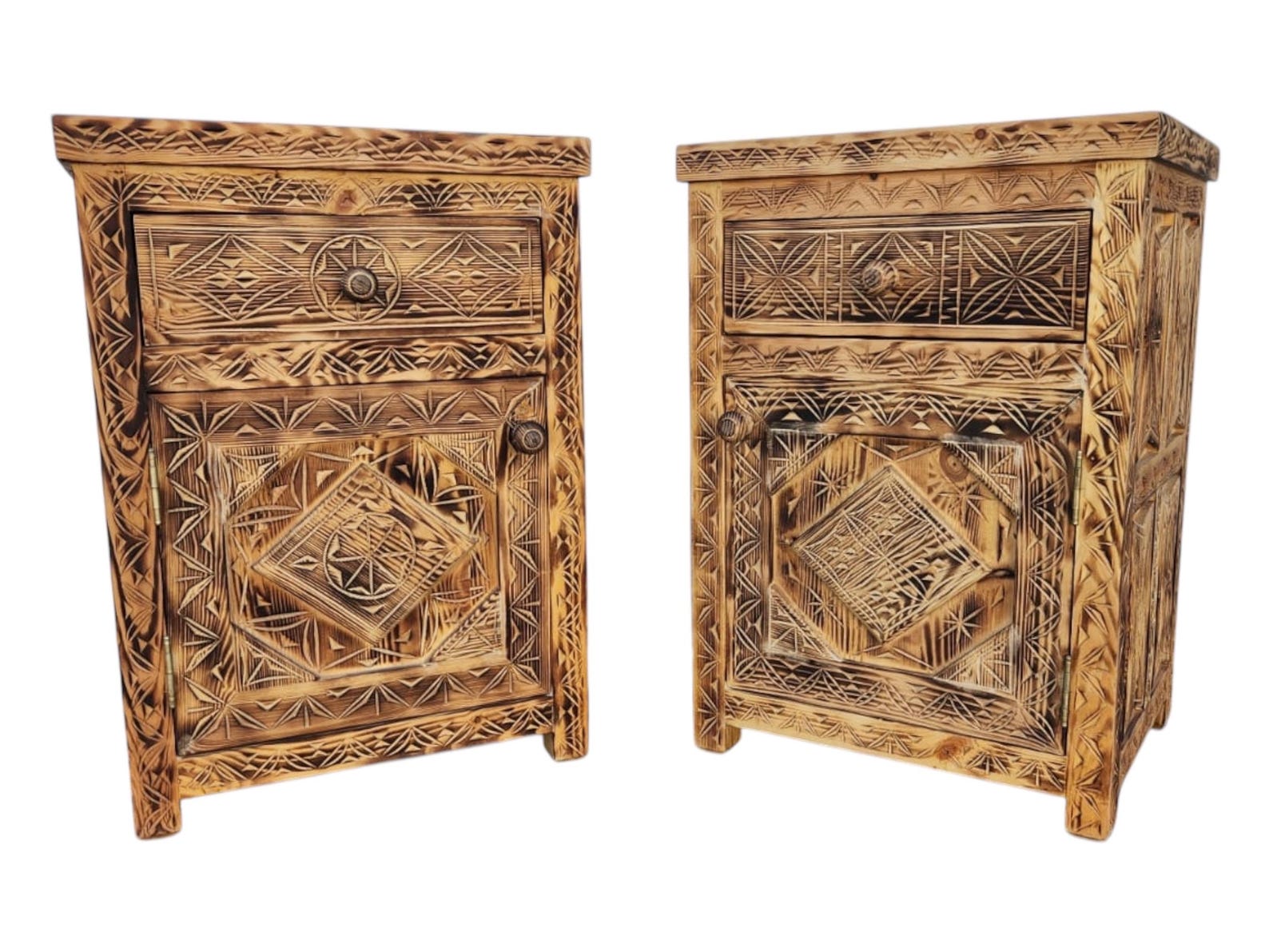 Two African Hand Carved Nightstands Moroccan Bedroom Furniture - Etsy