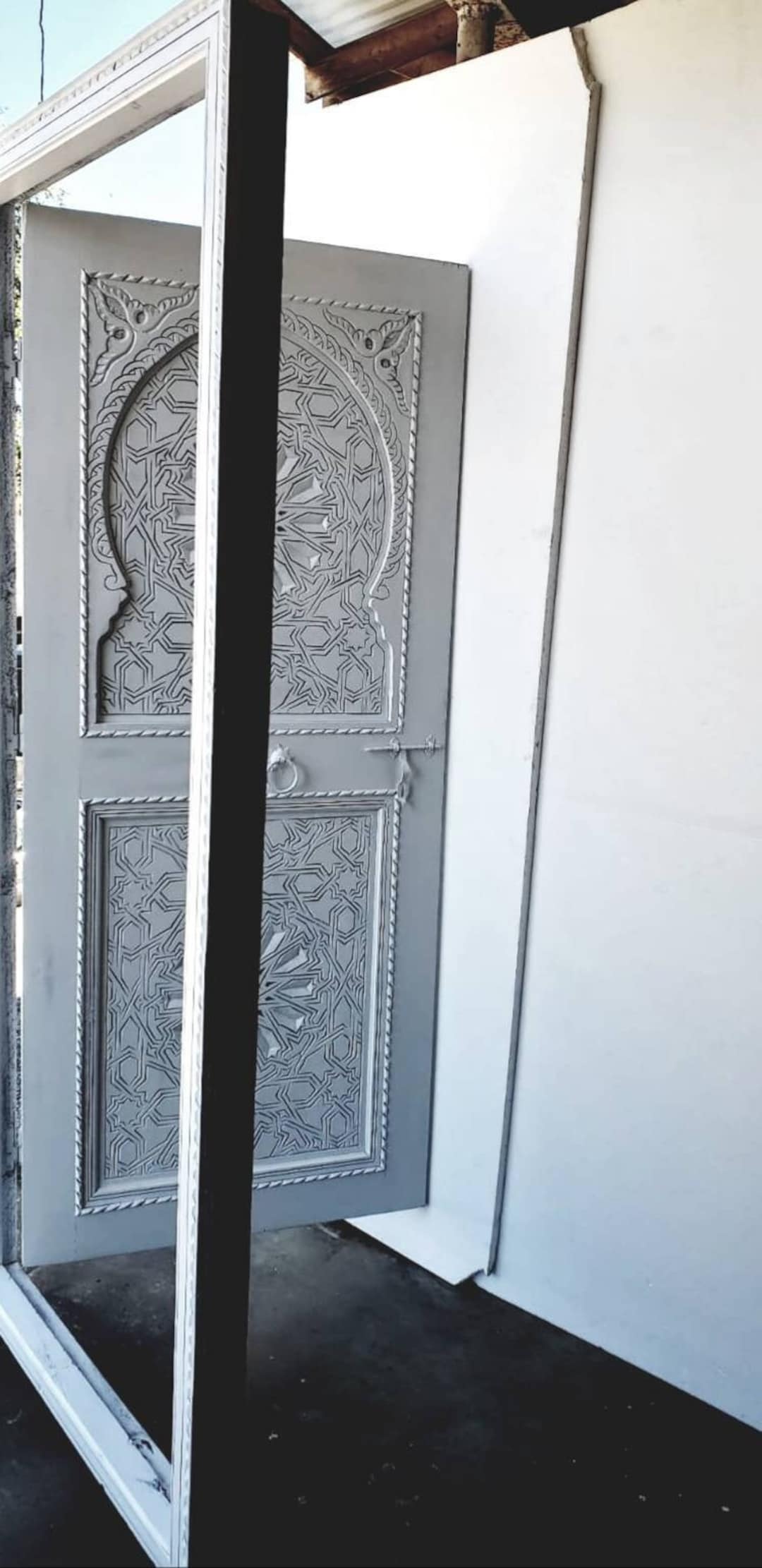 Moroccan Vintage Andalusian White Door Carved Indoor Outdoor or ...