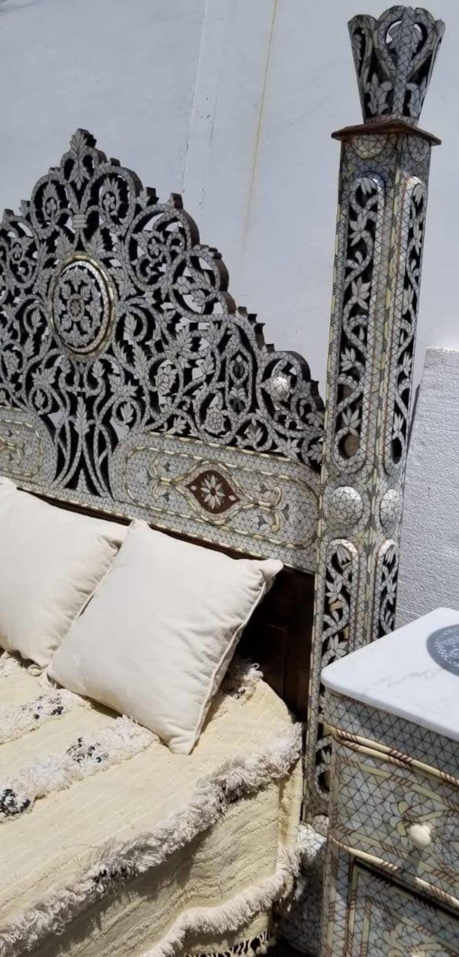 A Conversation Piece Royal Vintage White Shell Syrian Mother of Pearl ...