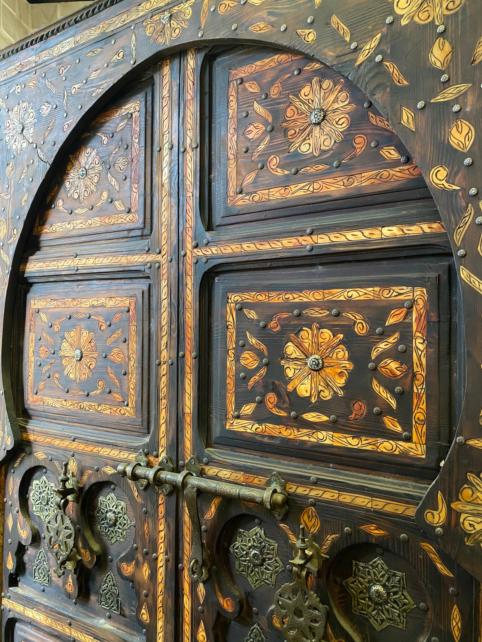 Moroccan Antique Inlay Bone Door Middle Eastern One of a Kind Palace ...