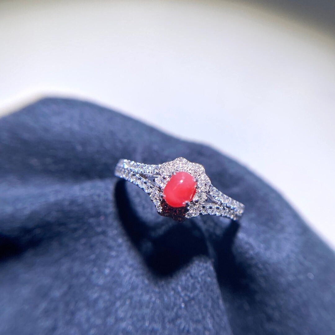 Queen Conch Pearl & White Diamond Ring customize, 18k Solid White Gold ...