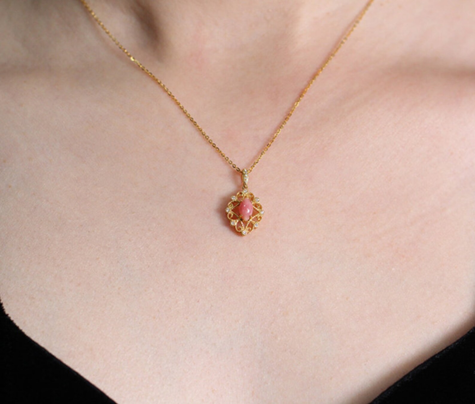 Queen Conch Pearl Necklace 18K Solid Yellow Gold Bespoke - Etsy