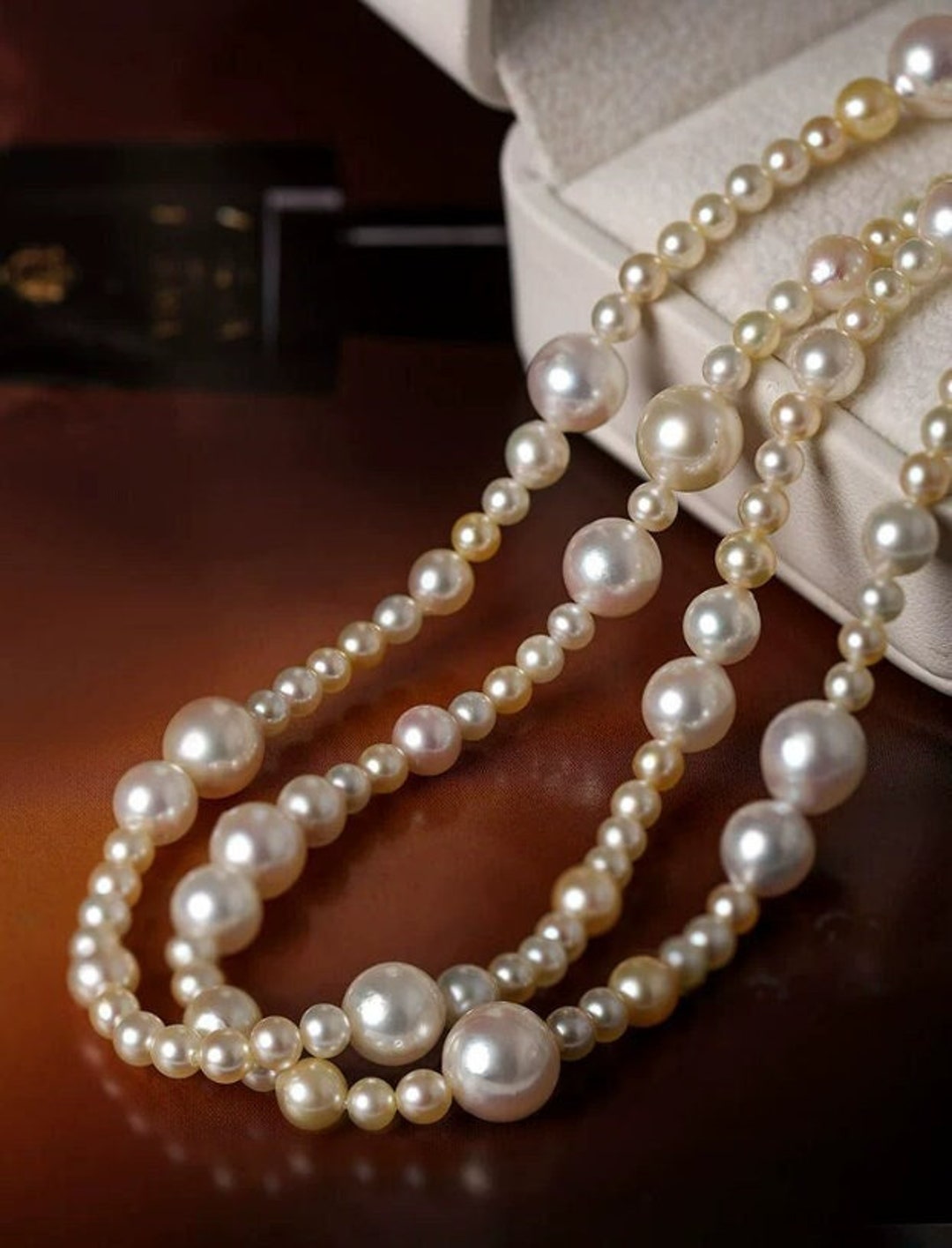 60cm Pearls Long Necklace, Mixed Colors Beaded Pearls Necklace, Japan ...