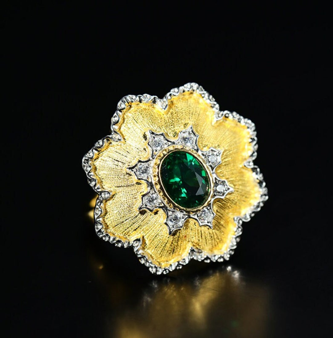 Flower Desgin Brush Ring Italy Craft Statement Ring Red - Etsy