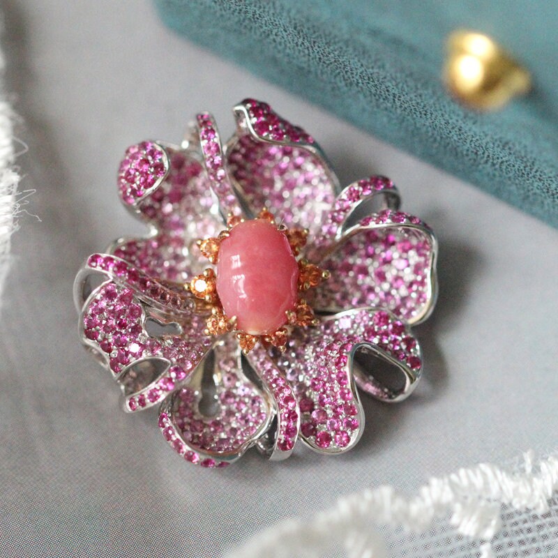 1.81carat Queen Conch Pearl & Yellow Diamond Pink Sapphire - Etsy