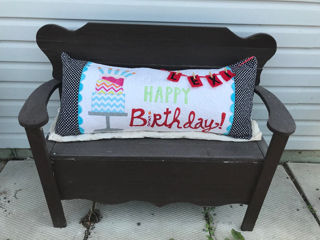 Bench Pillow - Personalize Birthday Bench Pillow - Removable Cover - 16 ...