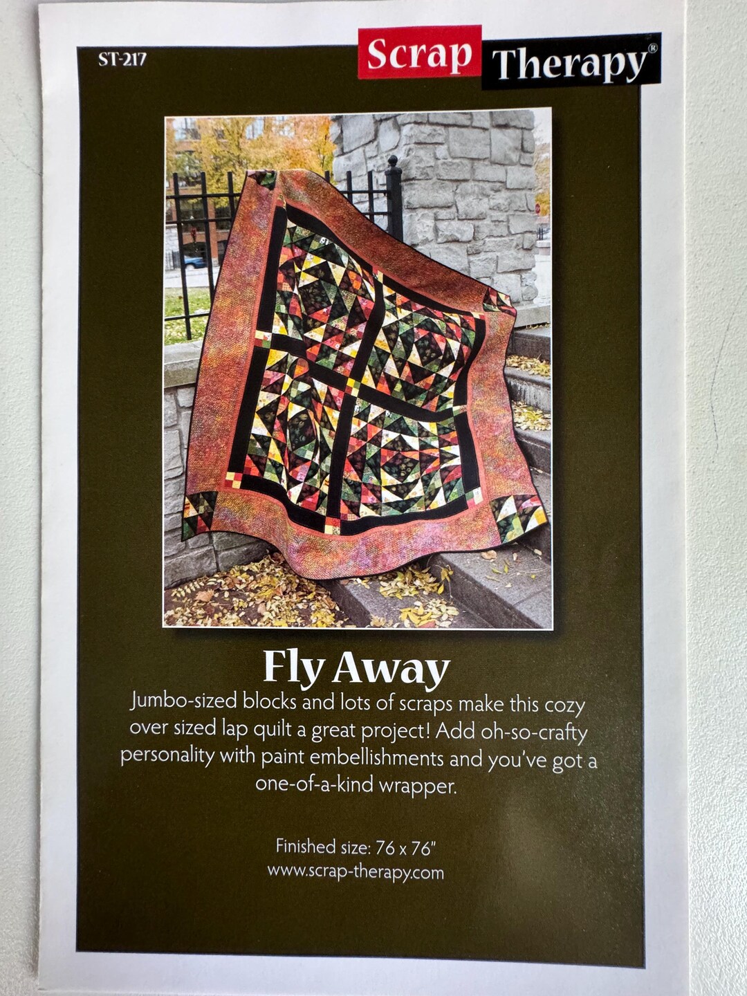 Quilting Pattern Scrap Therapy Fly Away Quilt ST217 Size 76 X 76 Bed ...