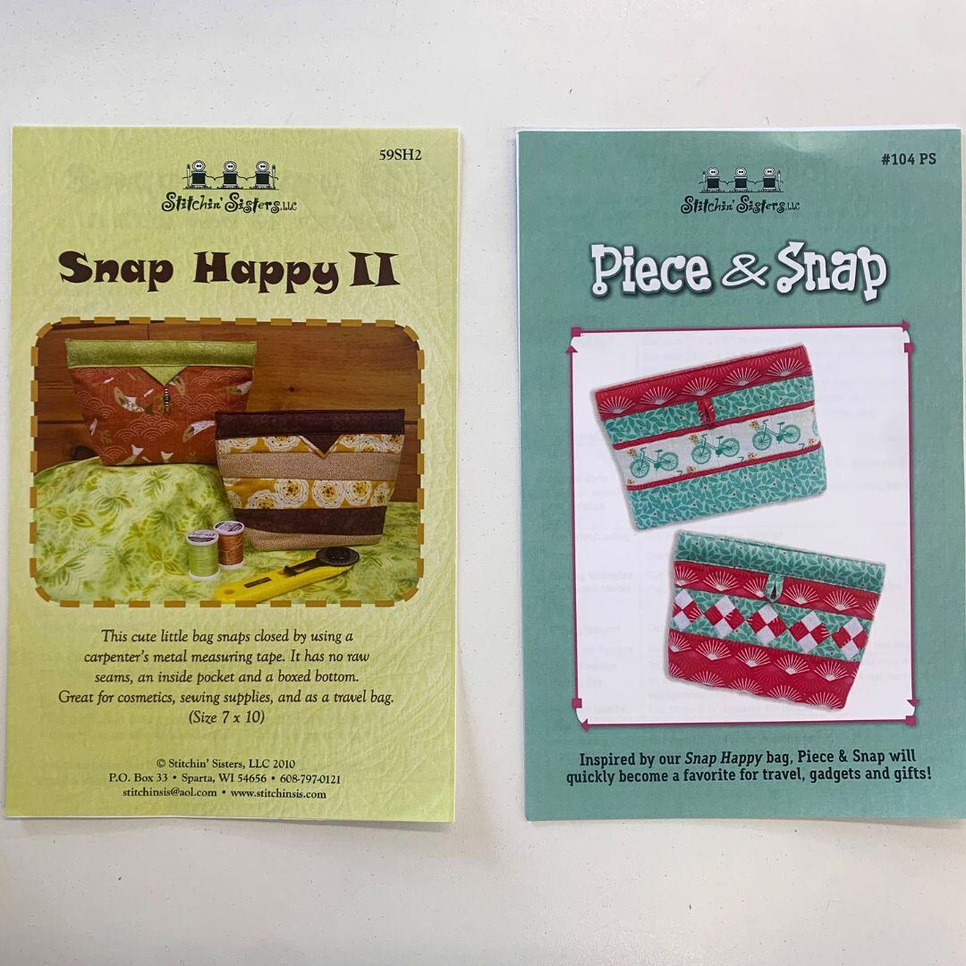 Stitchin Sisters Snap Happy and Piece & Snap Patterns Sewing Bag ...