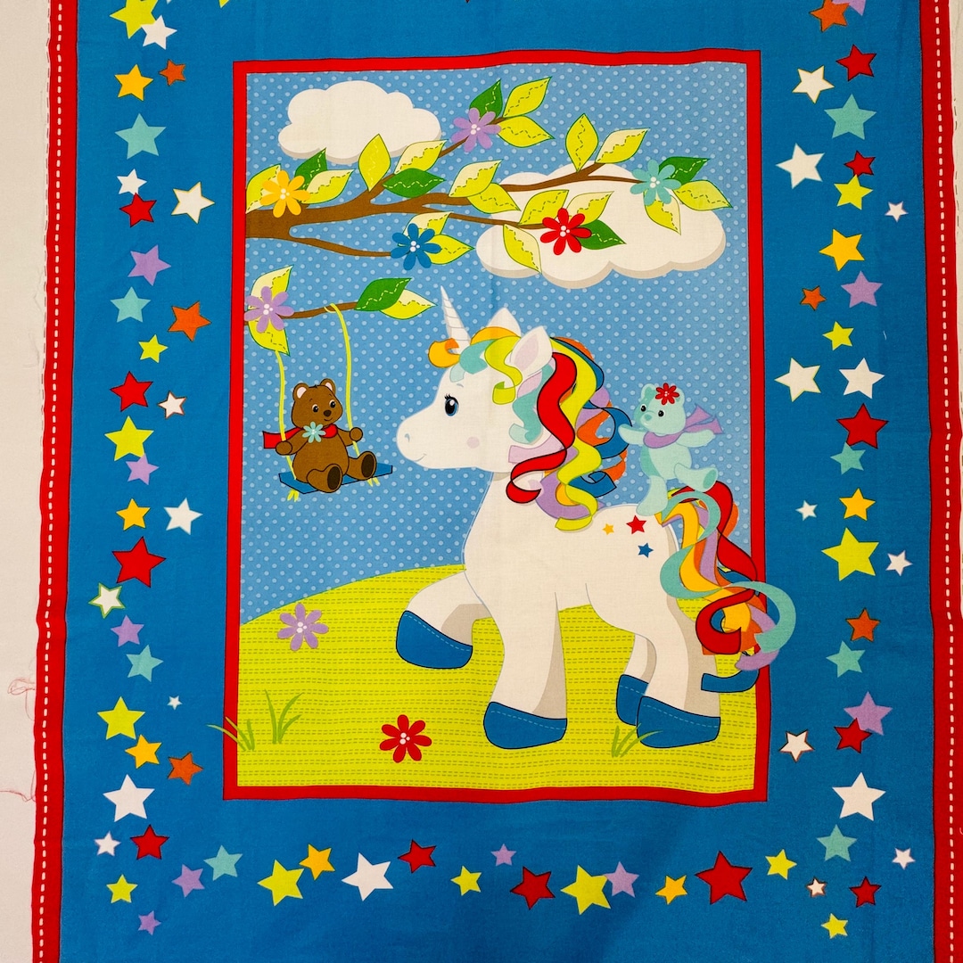 Nursery Fabric Quilt Panel Baby Pre-printed Baby Panel Cotton Unicorn ...