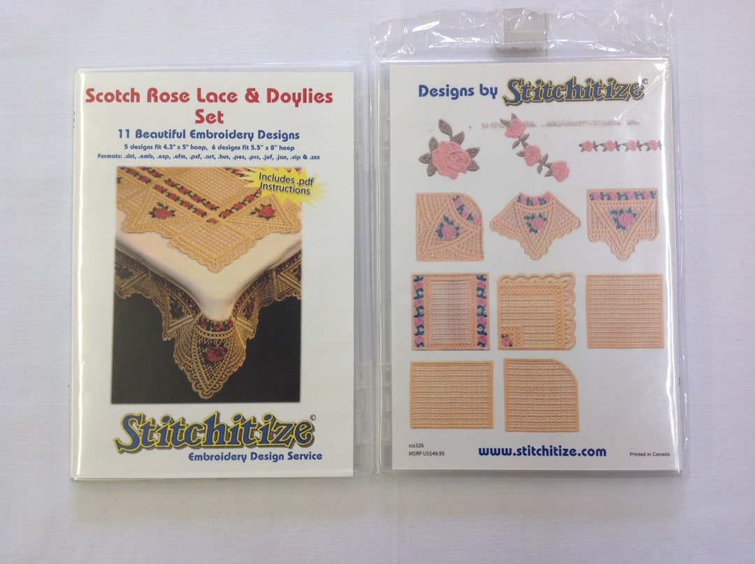Embroidery Pattern Machine Embroidery Scotch Rose Lace & Doylies Set ...