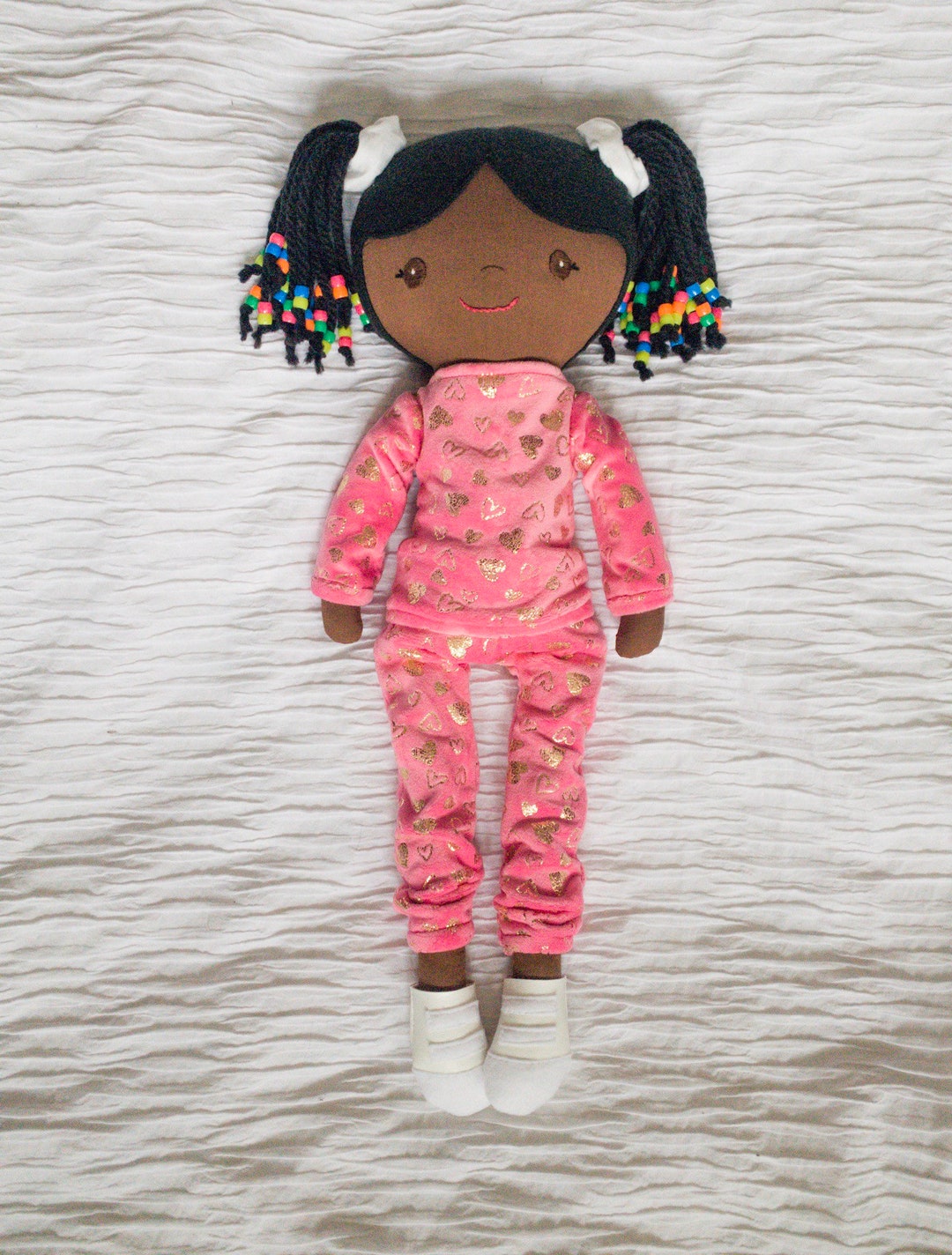 Delaney 22 Personalized Plush Doll With Beaded Hair - Etsy