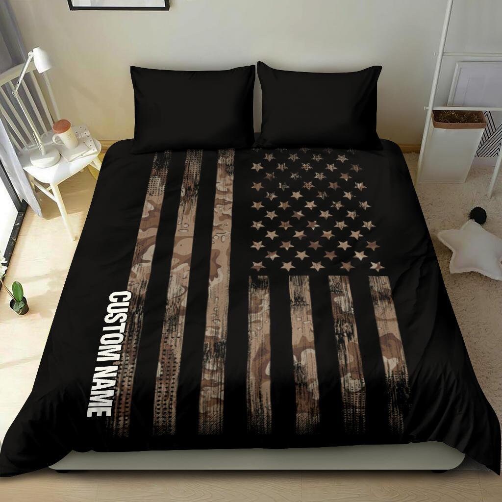 Army Soldier Veteran Camouflage American Flag Bedding Set - Etsy España