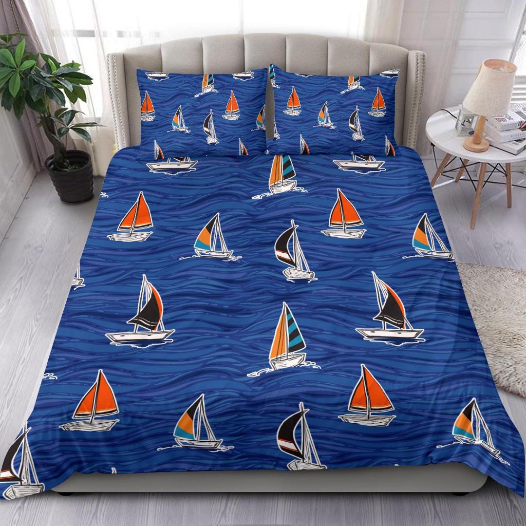 Nautical Sailing Boating Bedding Set Bed Cover Duvet Cover - Etsy UK