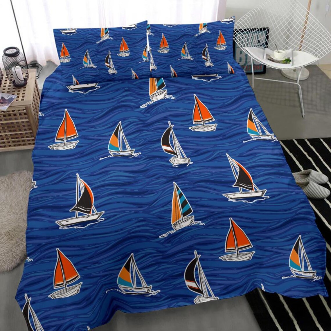 Nautical Sailing Boating Bedding Set Bed Cover Duvet Cover - Etsy UK